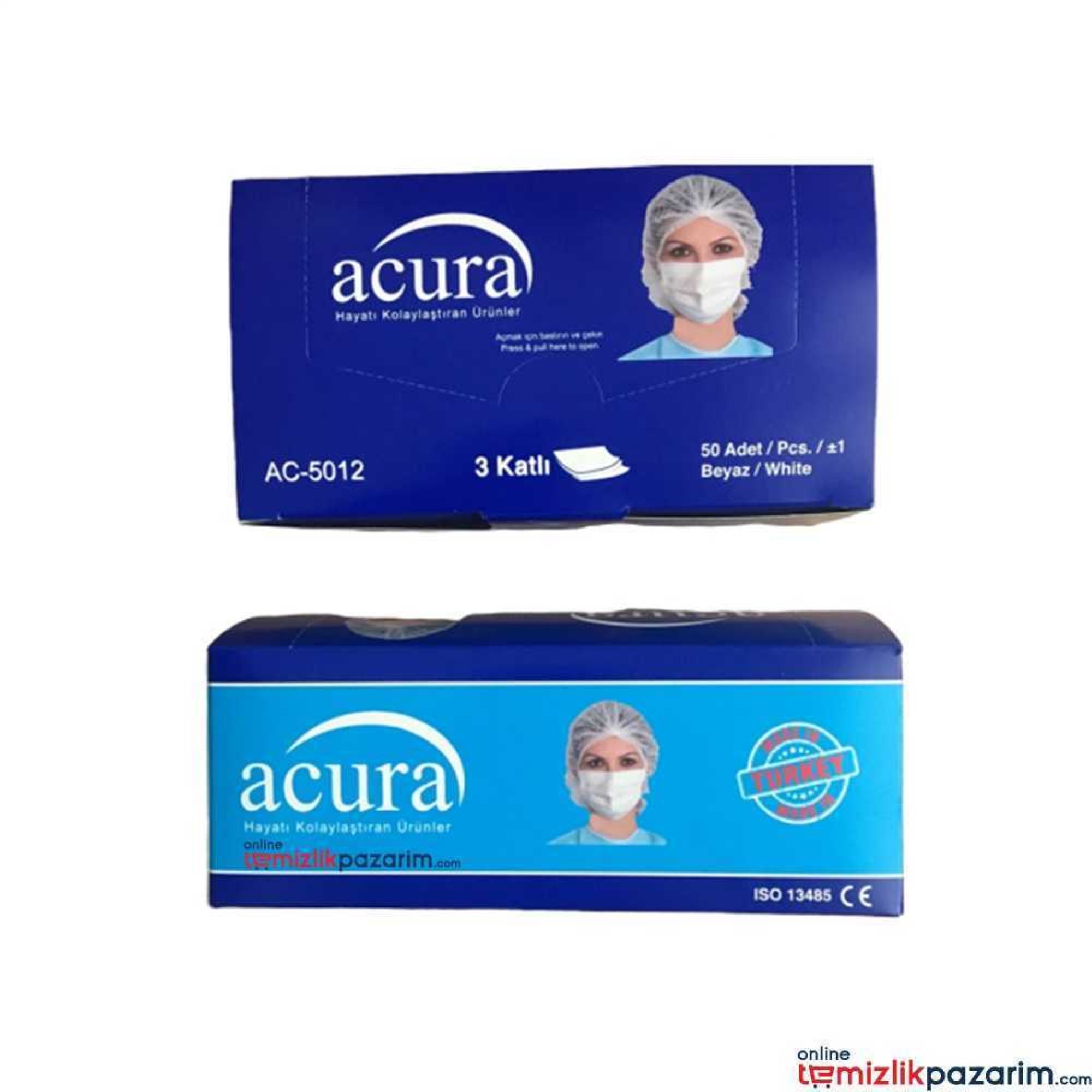 Acura 3 Katlı Cerrahi Maske - temizlikpazarim.com