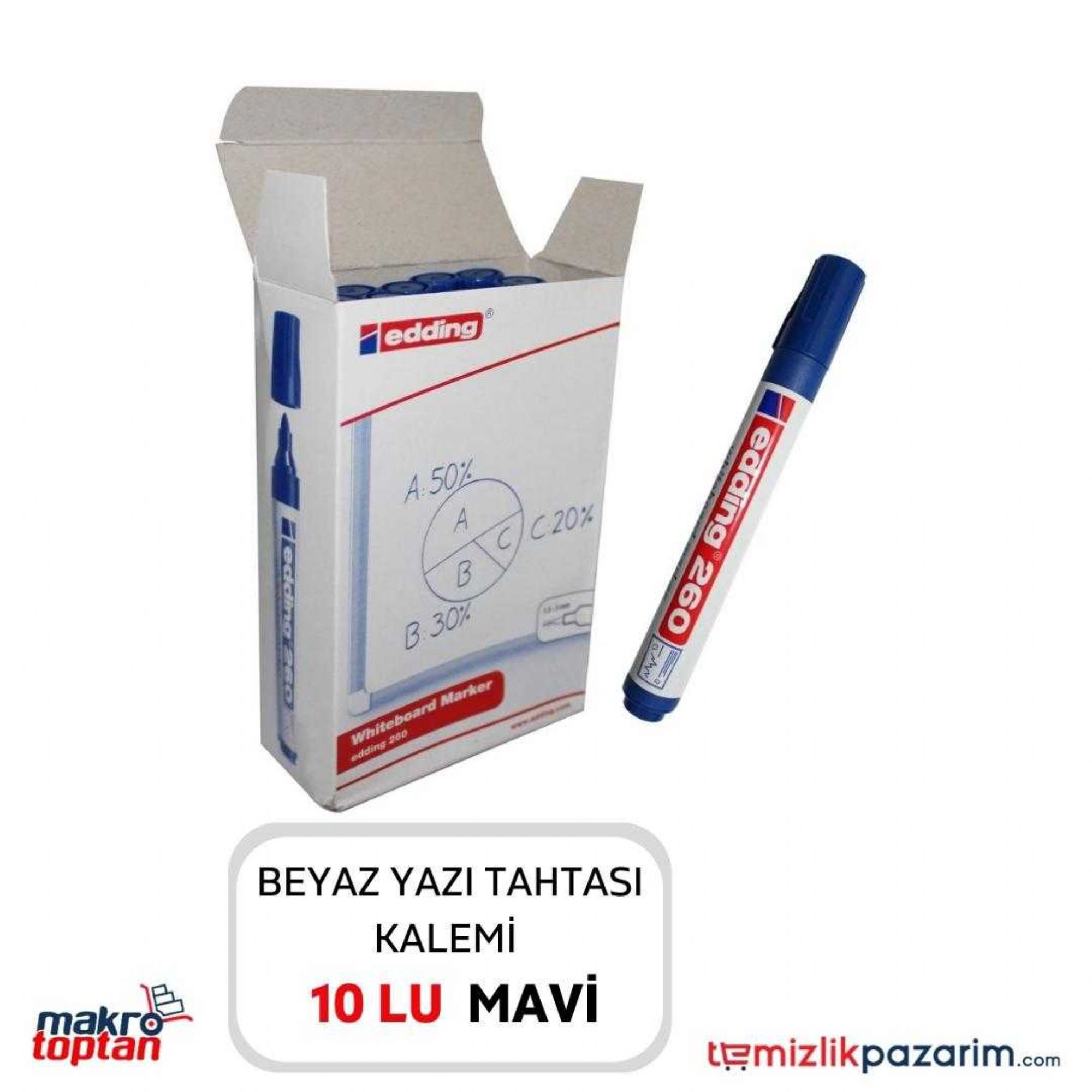 Edding 260 Tahta Kalemi Mavi 10 lu Kutu - temizlikpazarim.com