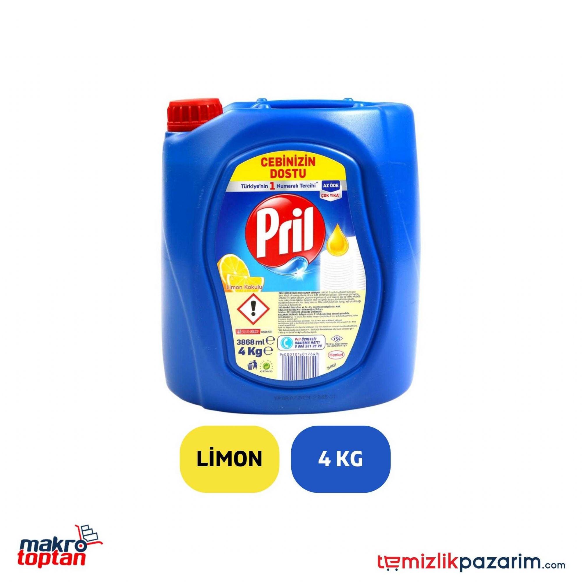 Pril Bulaşık Deterjanı Limon 4 KG - temizlikpazarim.com