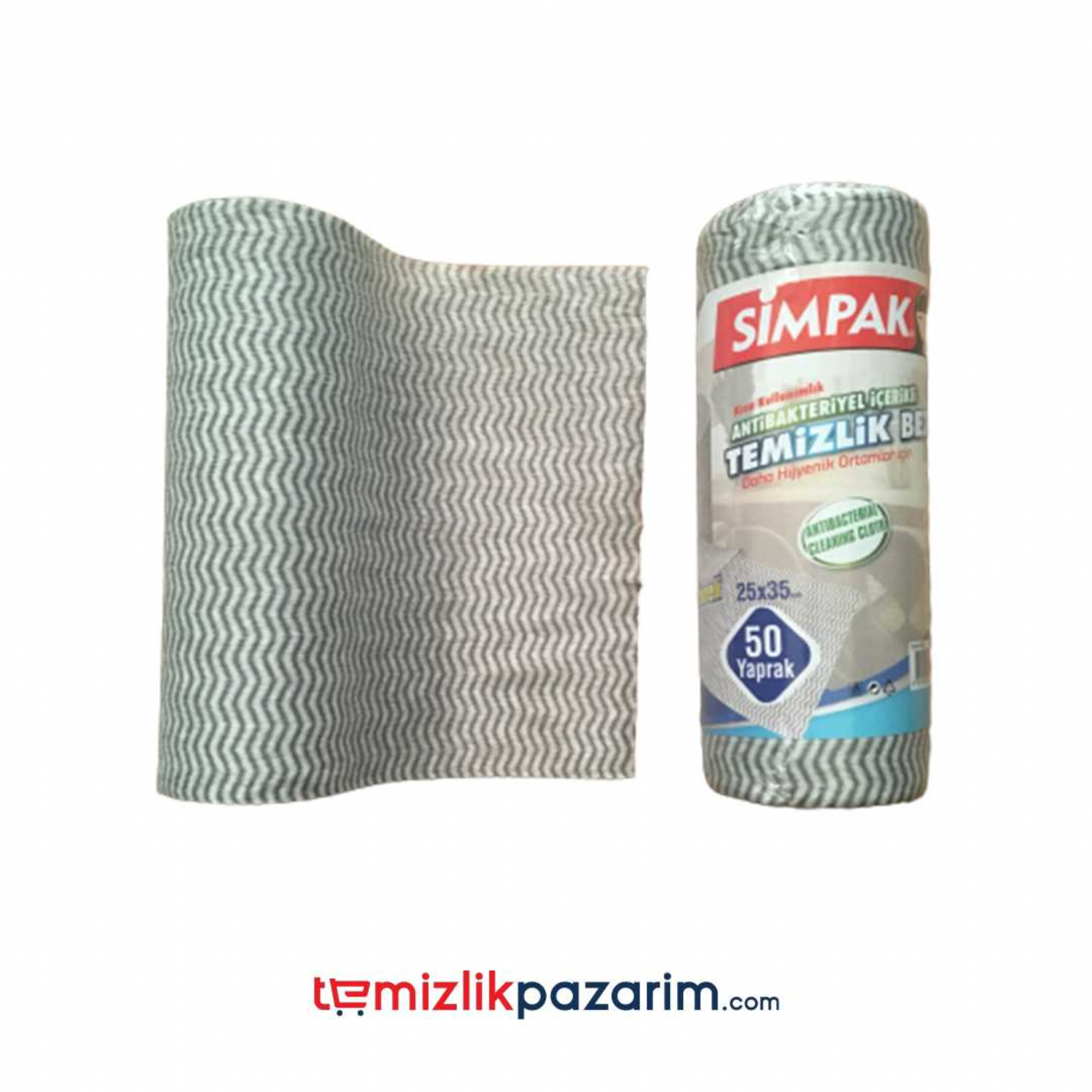 Simpak Antibakteriyel Rulo Temizlik Bezi 50 li - temizlikpazarim.com