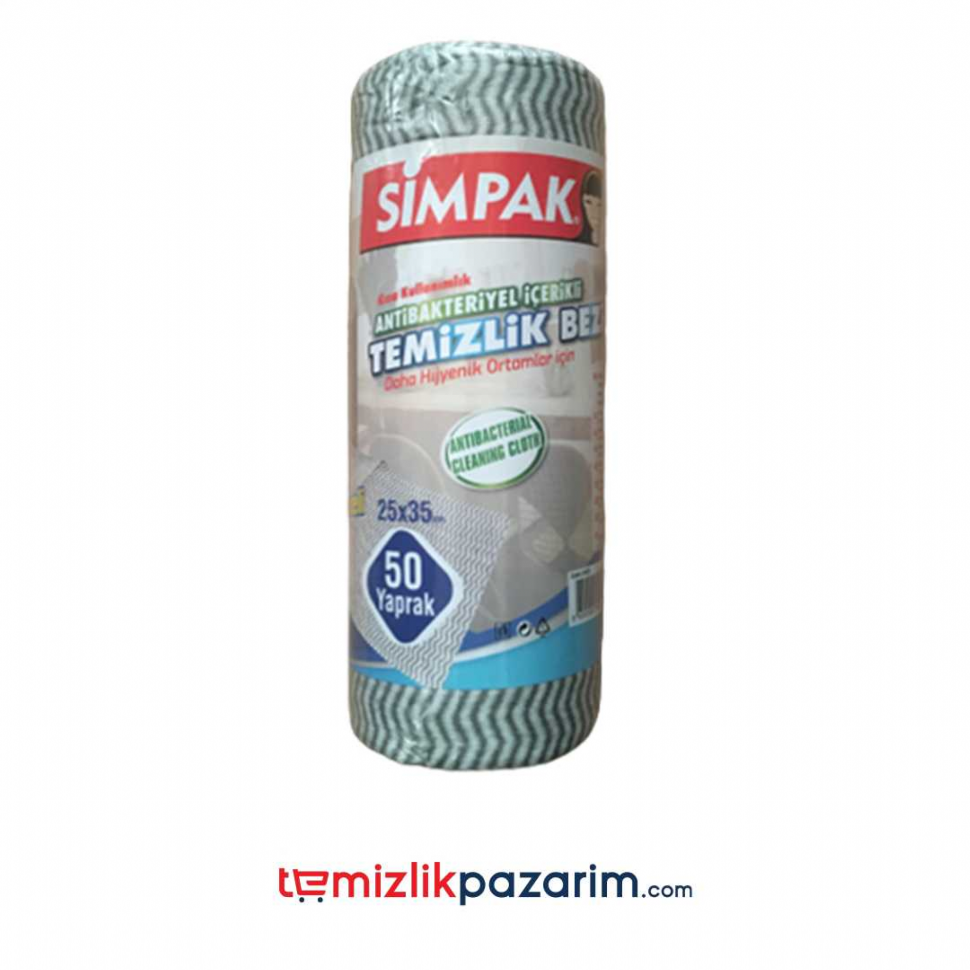 Simpak Antibakteriyel Rulo Temizlik Bezi 50 li - temizlikpazarim.com