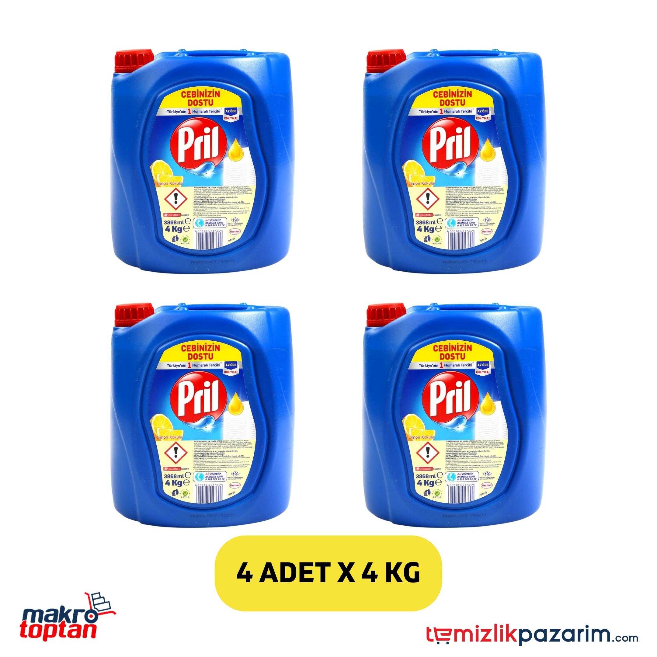 Pril Bulaşık Deterjanı Limon 4 KG 4 LÜ Koli - temizlikpazarim.com